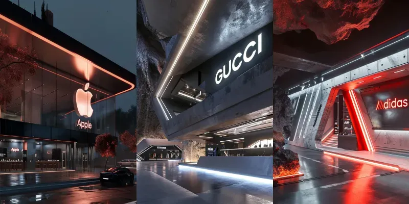 Futuristic Pop-up Store With Sign Midjourney Prompt | PromptBase