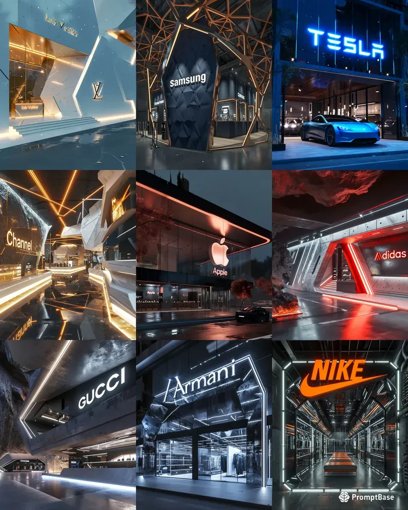 Futuristic Pop-up Store With Sign Midjourney Prompt | PromptBase