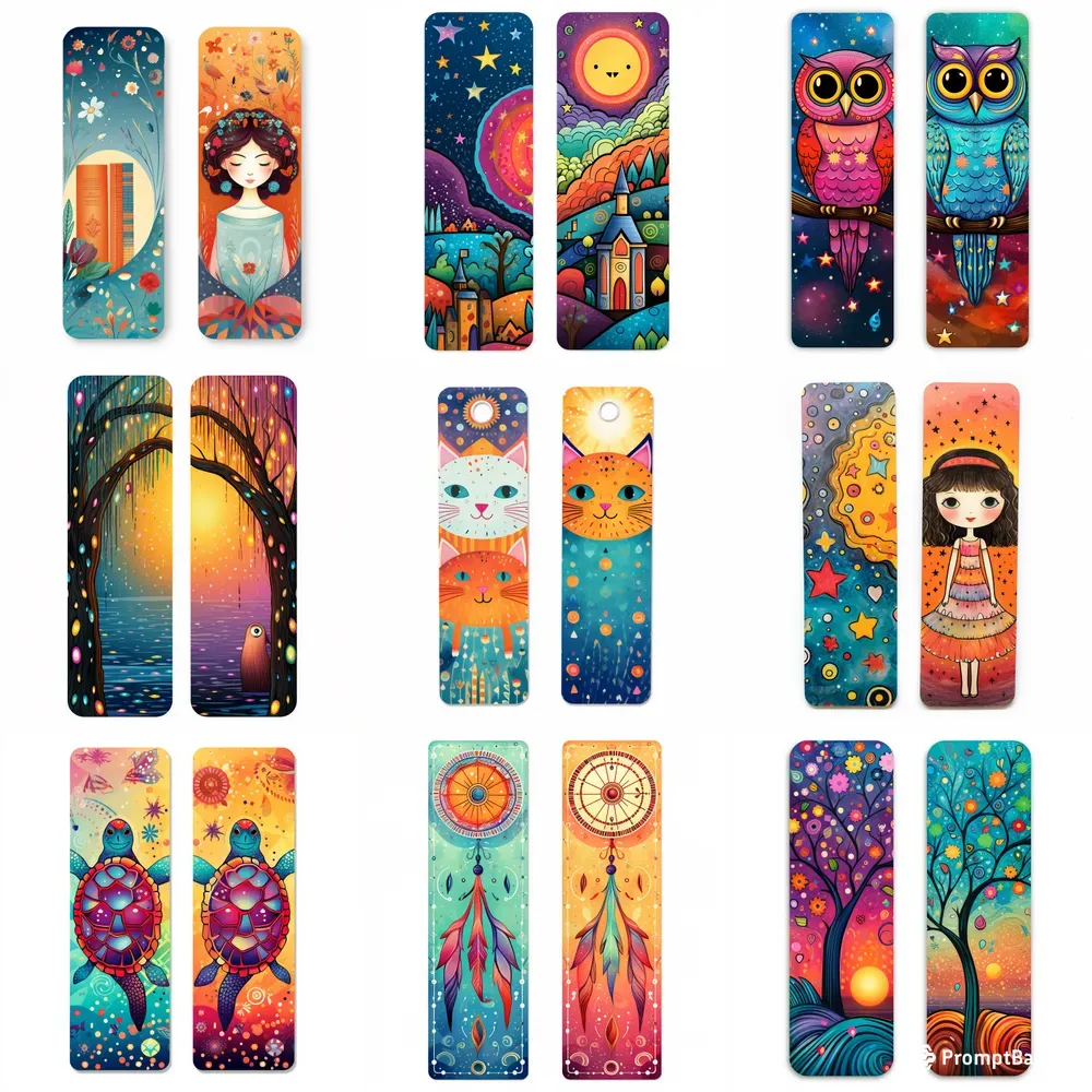 Bookmarks For Books Folk Art Landscapes Midjourney Prompt | PromptBase