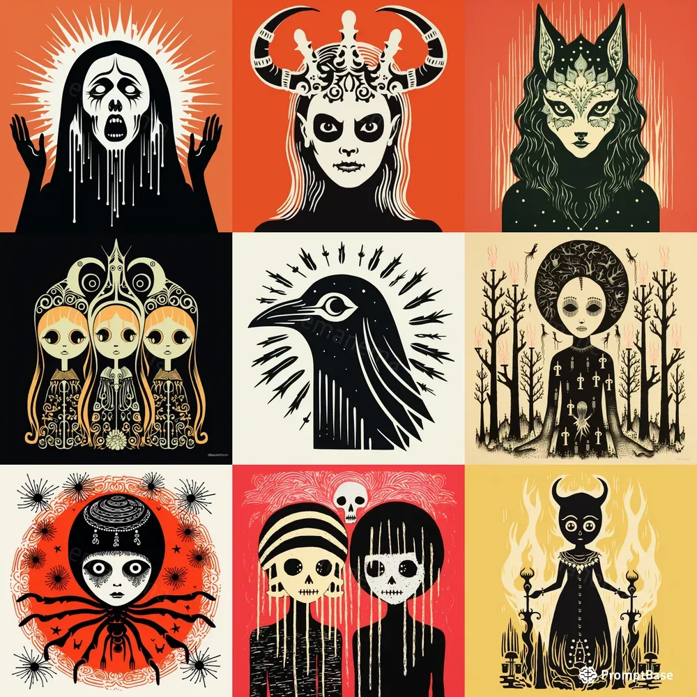 Gothic Mythology Graphic Designs Midjourney Prompt | PromptBase