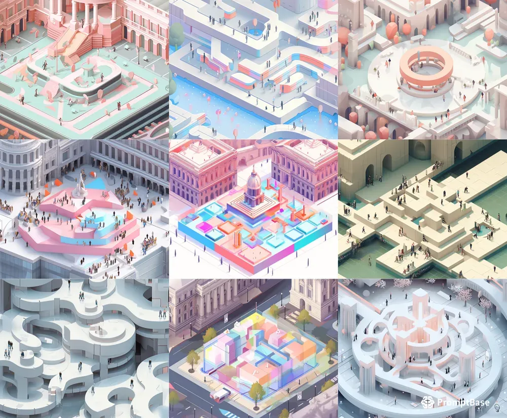 Architectural Isometric Graphics Midjourney Prompt | PromptBase