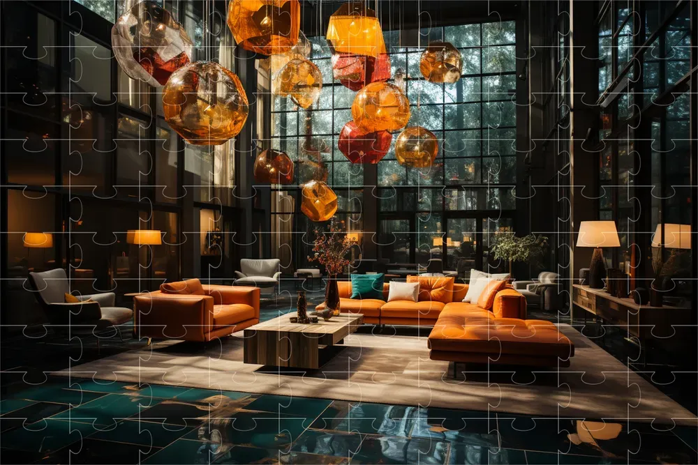 Boutique Hotel Lobby Elegance Approaches Midjourney Prompt | PromptBase