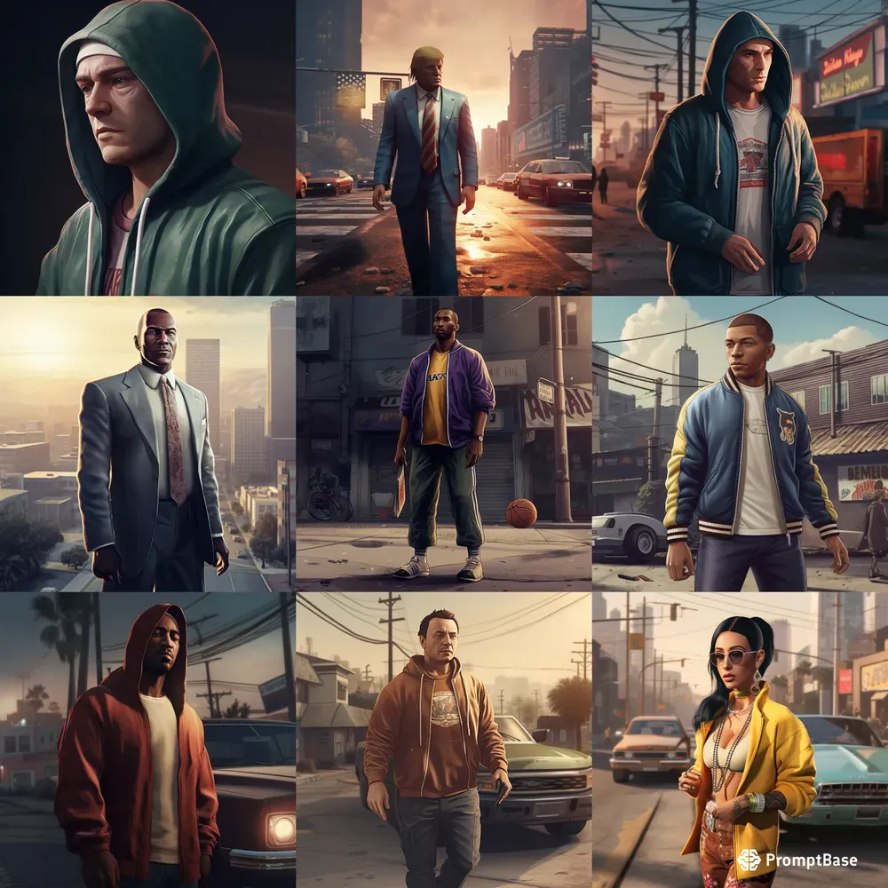 Famous People As Gta Characters Midjourney Prompt | PromptBase