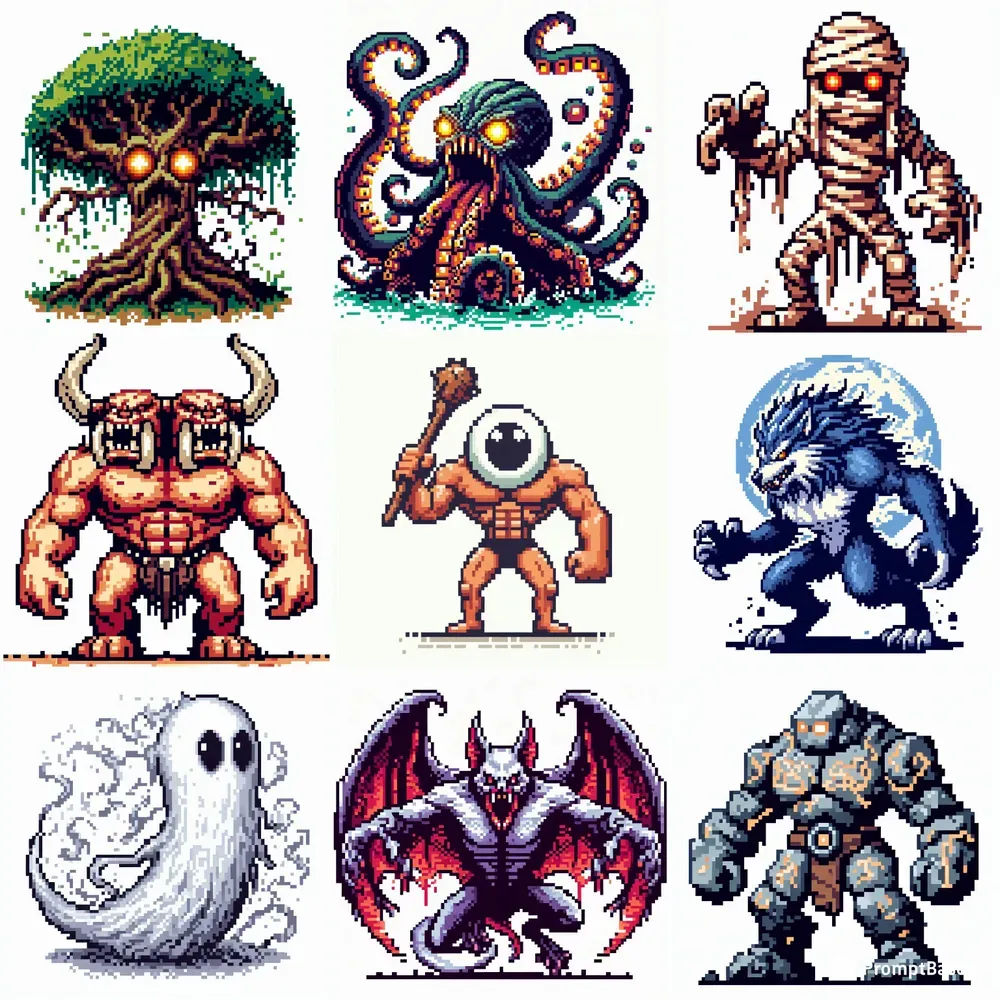 Retro Pixel Monster Collections DALL·E Prompt | PromptBase