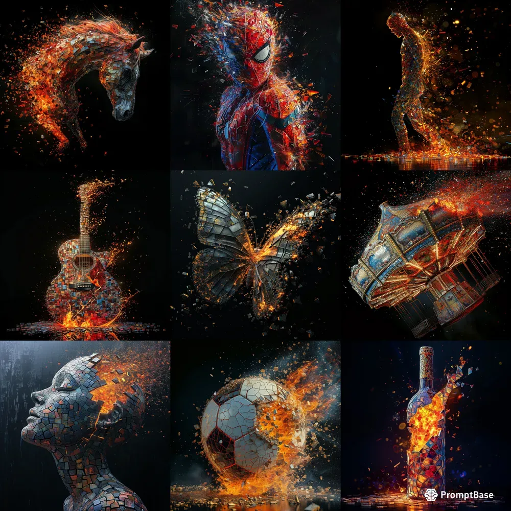 Exploding Mosaics Midjourney Prompt | PromptBase