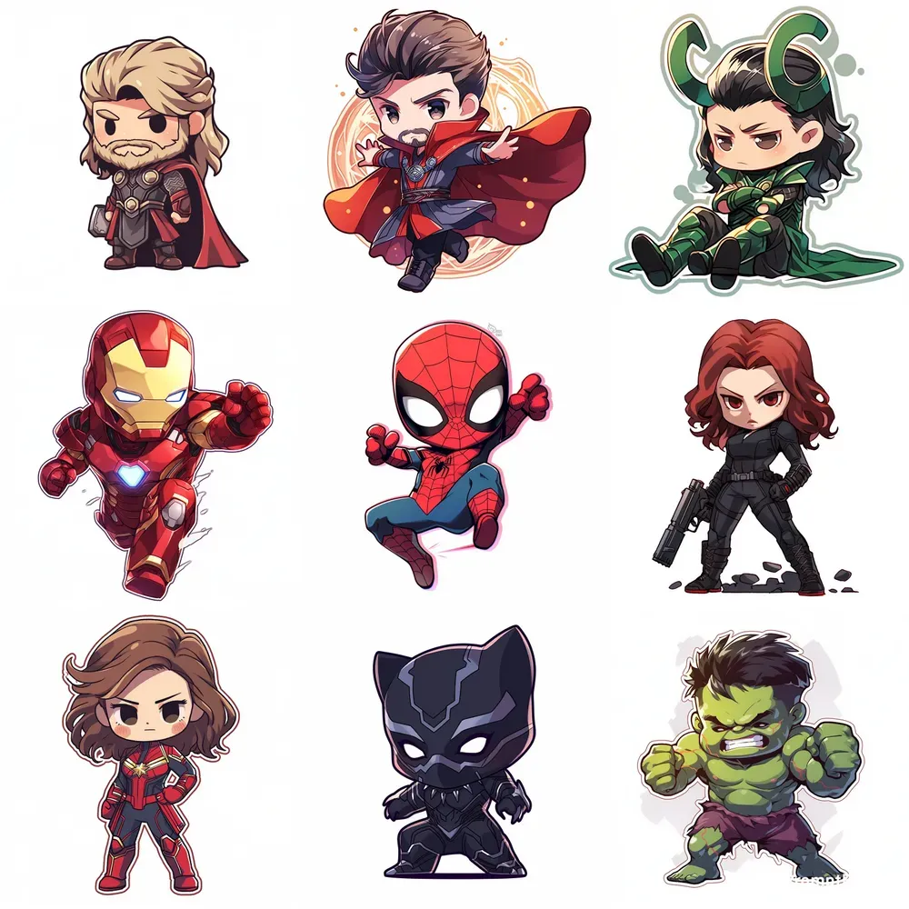 Marvel Chibi Hero Stickers Midjourney Prompt | PromptBase