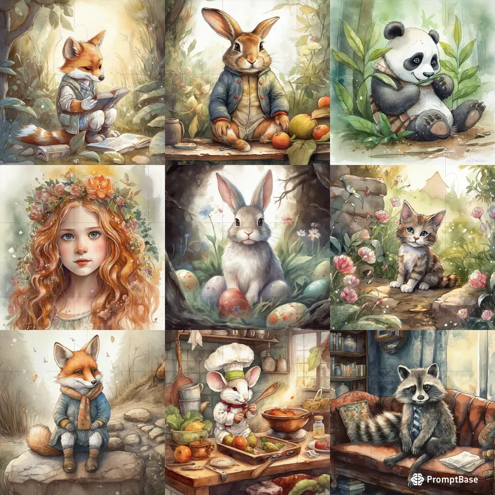 Watercolor Storybook Illustrations Midjourney Prompt | PromptBase