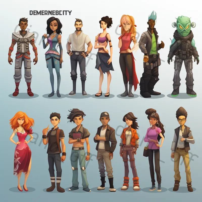 Creative 2D Character Designs Midjourney Prompt | PromptBase