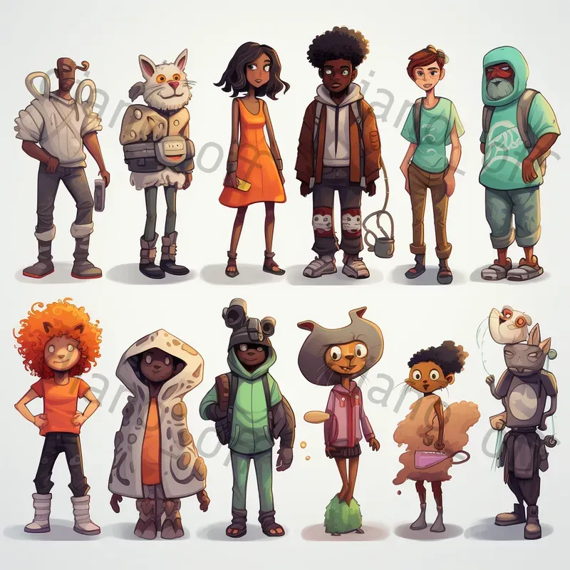 Creative 2D Character Designs Midjourney Prompt | PromptBase