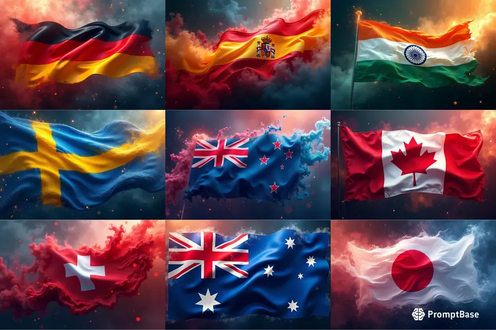 Cosmic Wave Country Flag Art FLUX Prompt | PromptBase