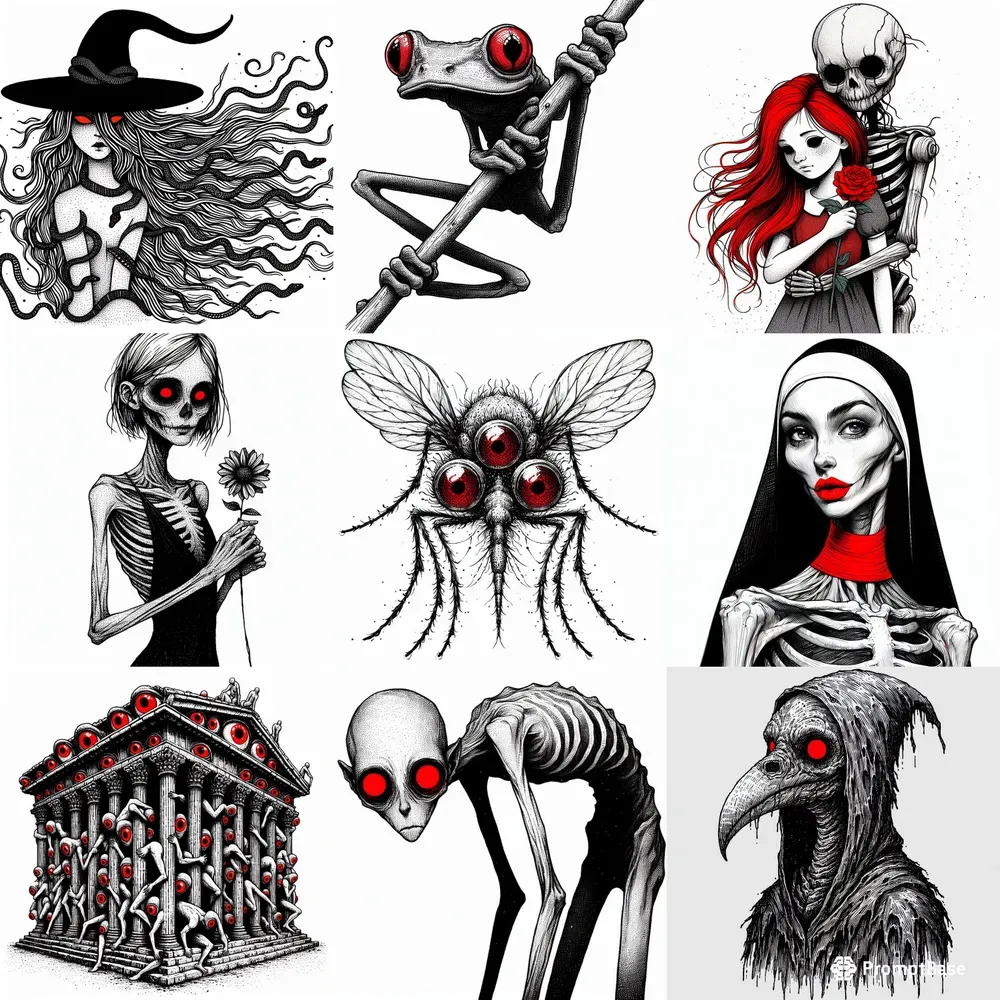 Creepy Ink Drawings DALL·E Prompt | PromptBase