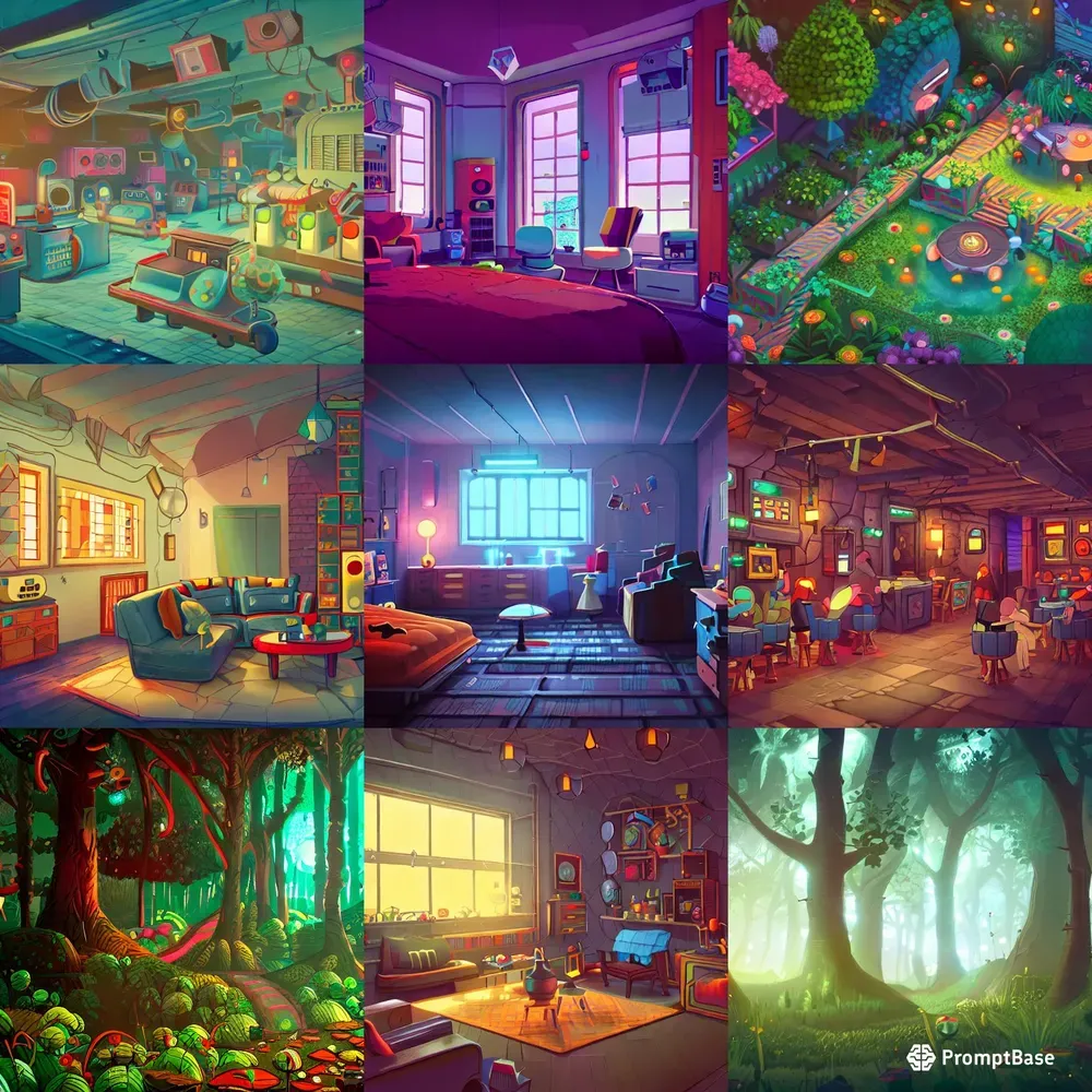 Cartoony Video Game Style Environments Stable Diffusion Prompt | PromptBase