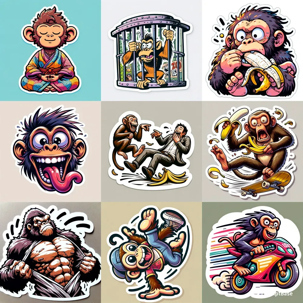 Monkey Business Stickers DALL·E Prompt | PromptBase