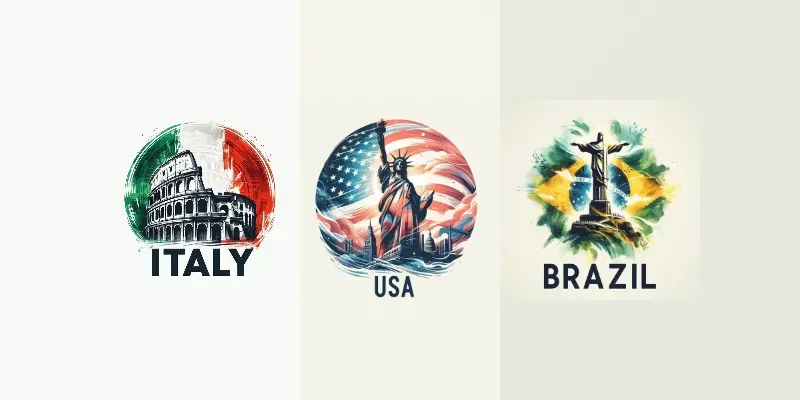 Countries Flags And Wild Icons DALL·E Prompt | PromptBase