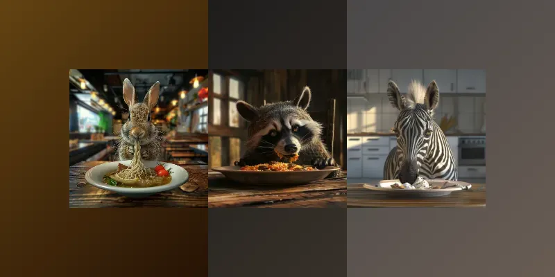 Real Animals Eat In Tables Midjourney Prompt | PromptBase