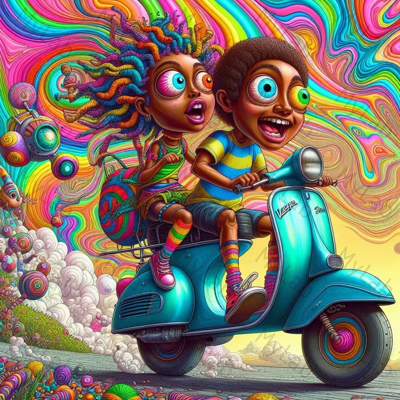 Trippy Travel Cartoons DALL·E Prompt | PromptBase