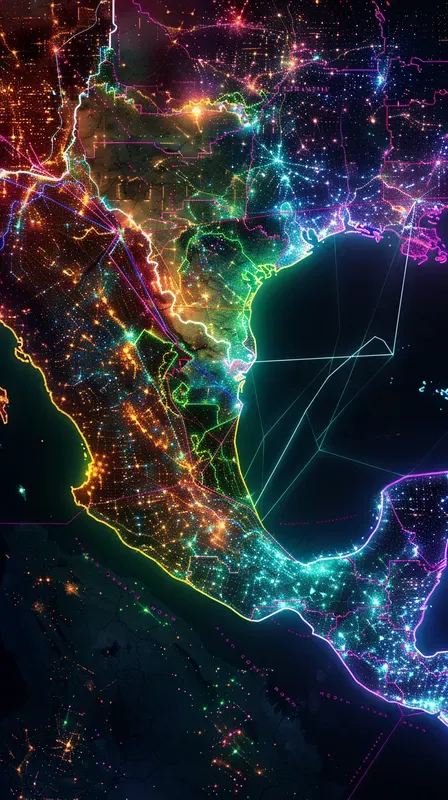 Maps With Neon Lightlines Midjourney Prompt | PromptBase