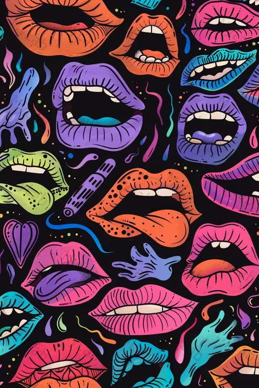 Neon Cartoon Patterns Midjourney Prompt | PromptBase