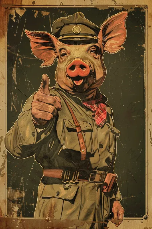 Animal Propaganda 50s Posters Midjourney Prompt | PromptBase