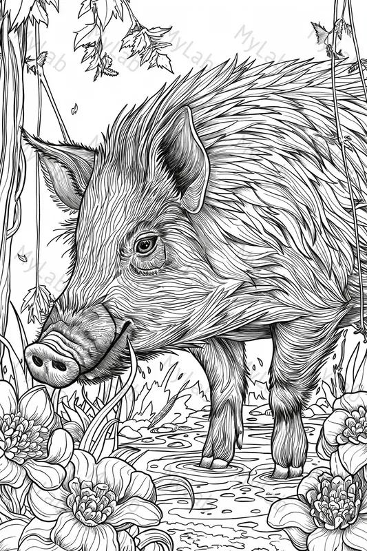 Wild Jungle Adult Coloring Pages Midjourney Prompt | PromptBase