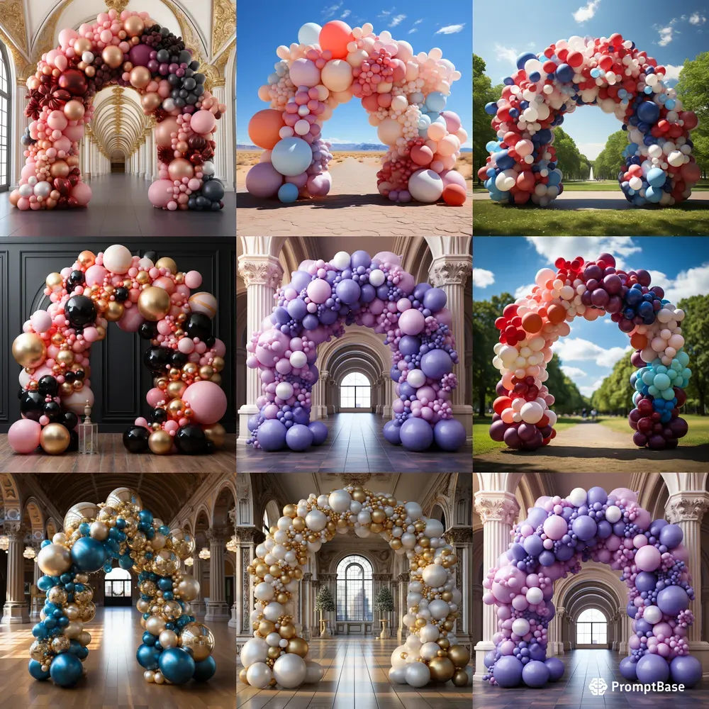 Balloon Arches For Digital Backdrops Midjourney Prompt | PromptBase