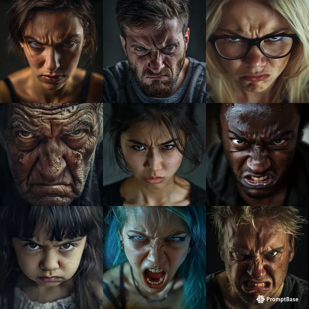 Insanely Realistic Angry People Photos Midjourney Prompt | PromptBase