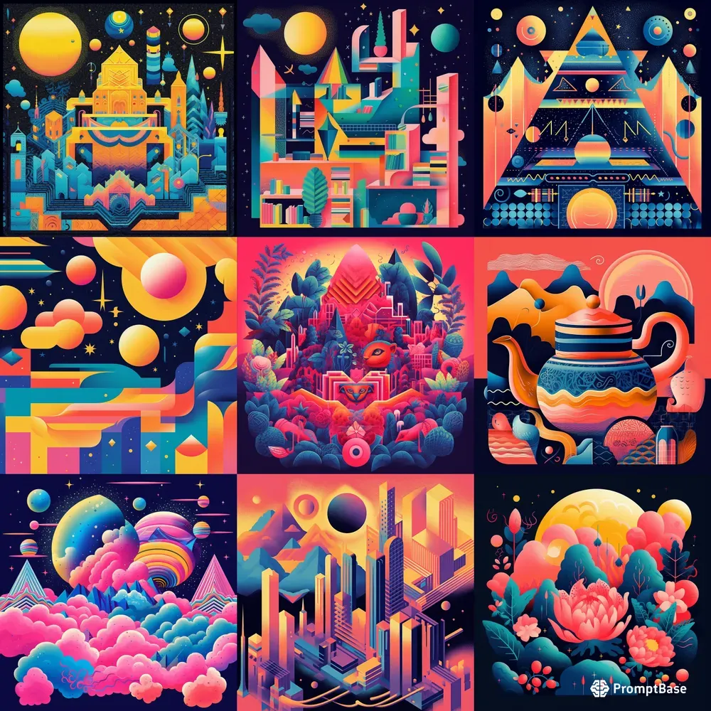 Geometric Pixel Poems Midjourney Prompt | PromptBase