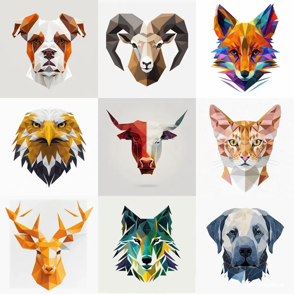 Polyline Animals Icons Midjourney Prompt | PromptBase