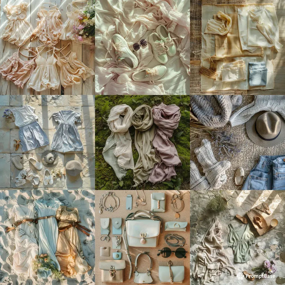 Fashion Flat Lay Designs Midjourney Prompt | PromptBase