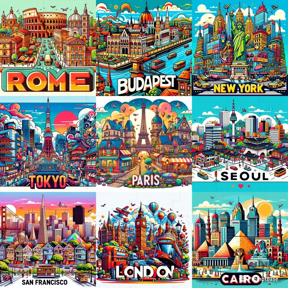 City Postcards With Text DALL·E Prompt | PromptBase