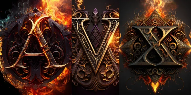 Gothic Logos With Fire Burning Letters Midjourney Prompt | PromptBase
