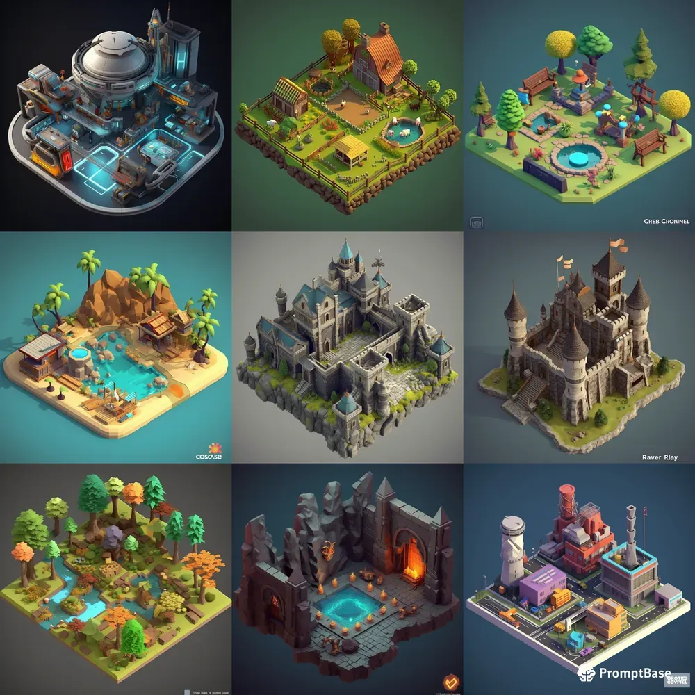 3D Isometric Game Assets Midjourney Prompt | PromptBase