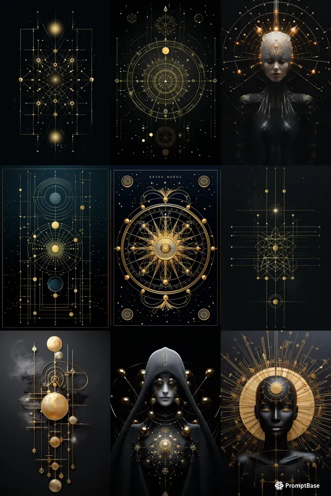 Celestial Geometry Minimalist Artistry Midjourney Prompt | PromptBase