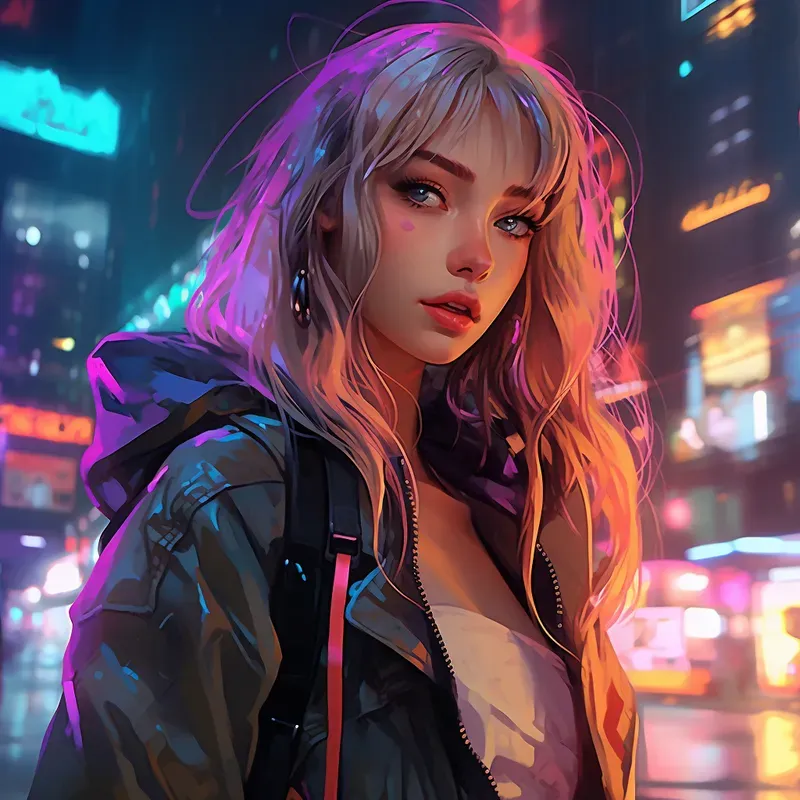 Neon Style Anime Characters Midjourney Prompt | PromptBase