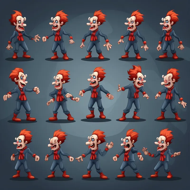 2D Gaming Sprite Sheets For Characters Midjourney Prompt | PromptBase