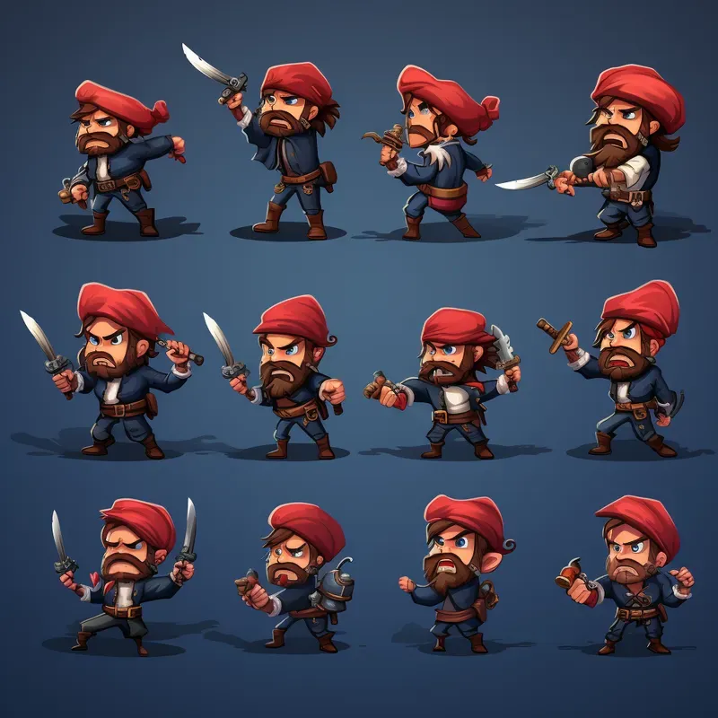 2D Gaming Sprite Sheets For Characters Midjourney Prompt | PromptBase