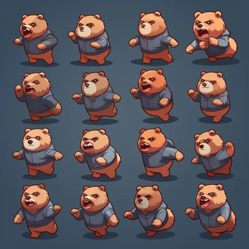 2D Gaming Sprite Sheets For Characters Midjourney Prompt | PromptBase