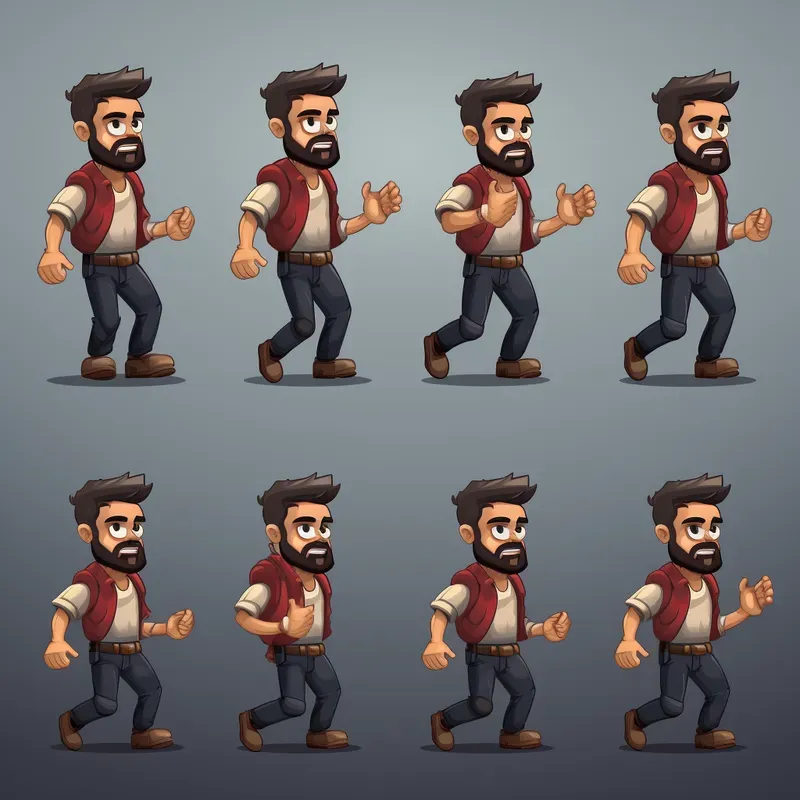 2D Gaming Sprite Sheets For Characters Midjourney Prompt | PromptBase