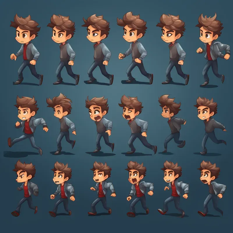 2D Gaming Sprite Sheets For Characters Midjourney Prompt | PromptBase