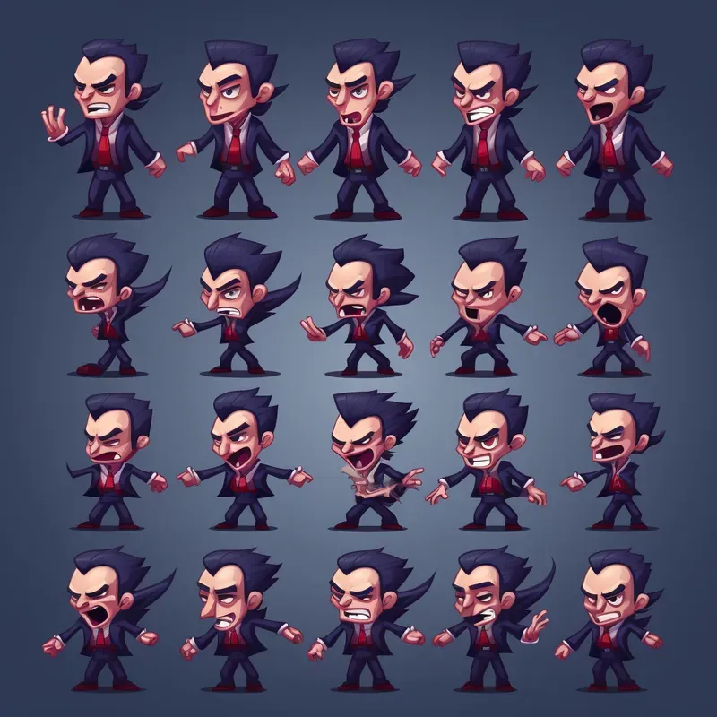 2D Gaming Sprite Sheets For Characters Midjourney Prompt | PromptBase