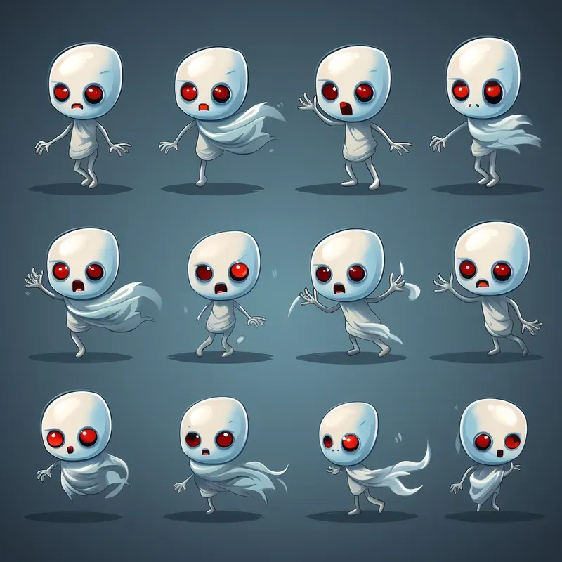 2D Gaming Sprite Sheets For Characters Midjourney Prompt | PromptBase