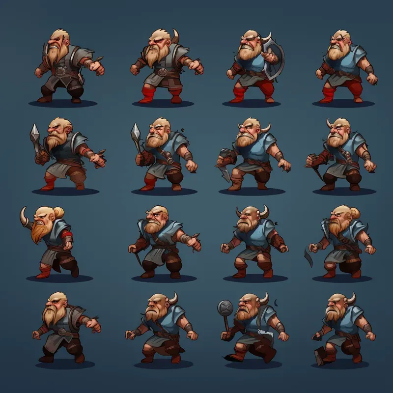 2D Gaming Sprite Sheets For Characters Midjourney Prompt | PromptBase