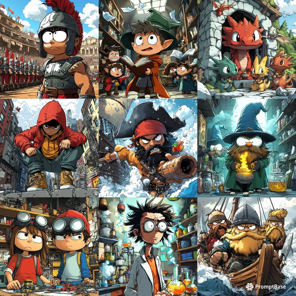 Wacky Adventure Cartoon Scenes Midjourney Prompt | PromptBase