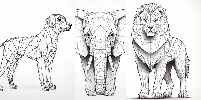 Geometric Line Animal Drawings Midjourney Prompt | PromptBase