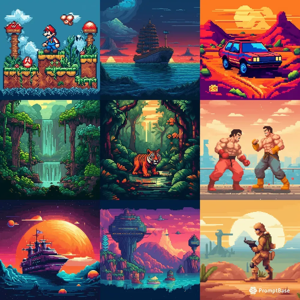 8 Bit Retro Game Graphics Midjourney Prompt | PromptBase