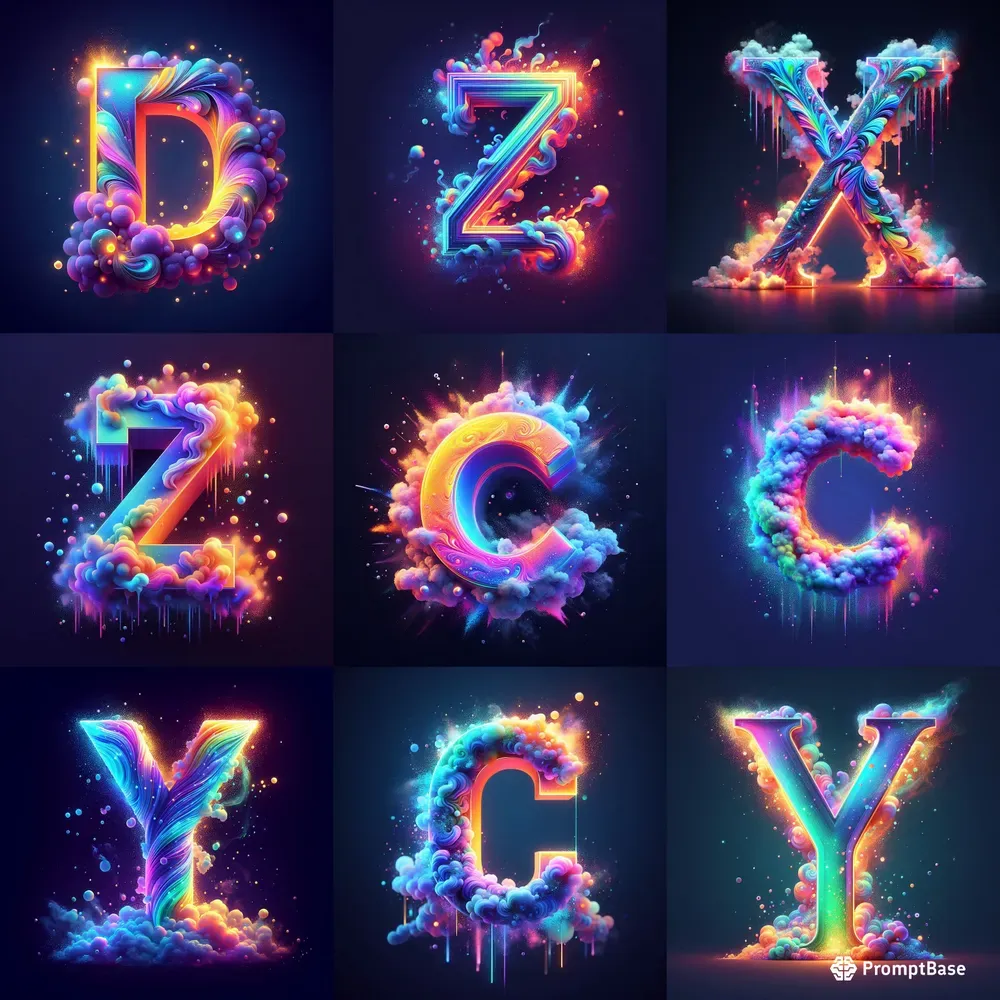 Cloudy Colorful Fonts DALL·E Prompt | PromptBase
