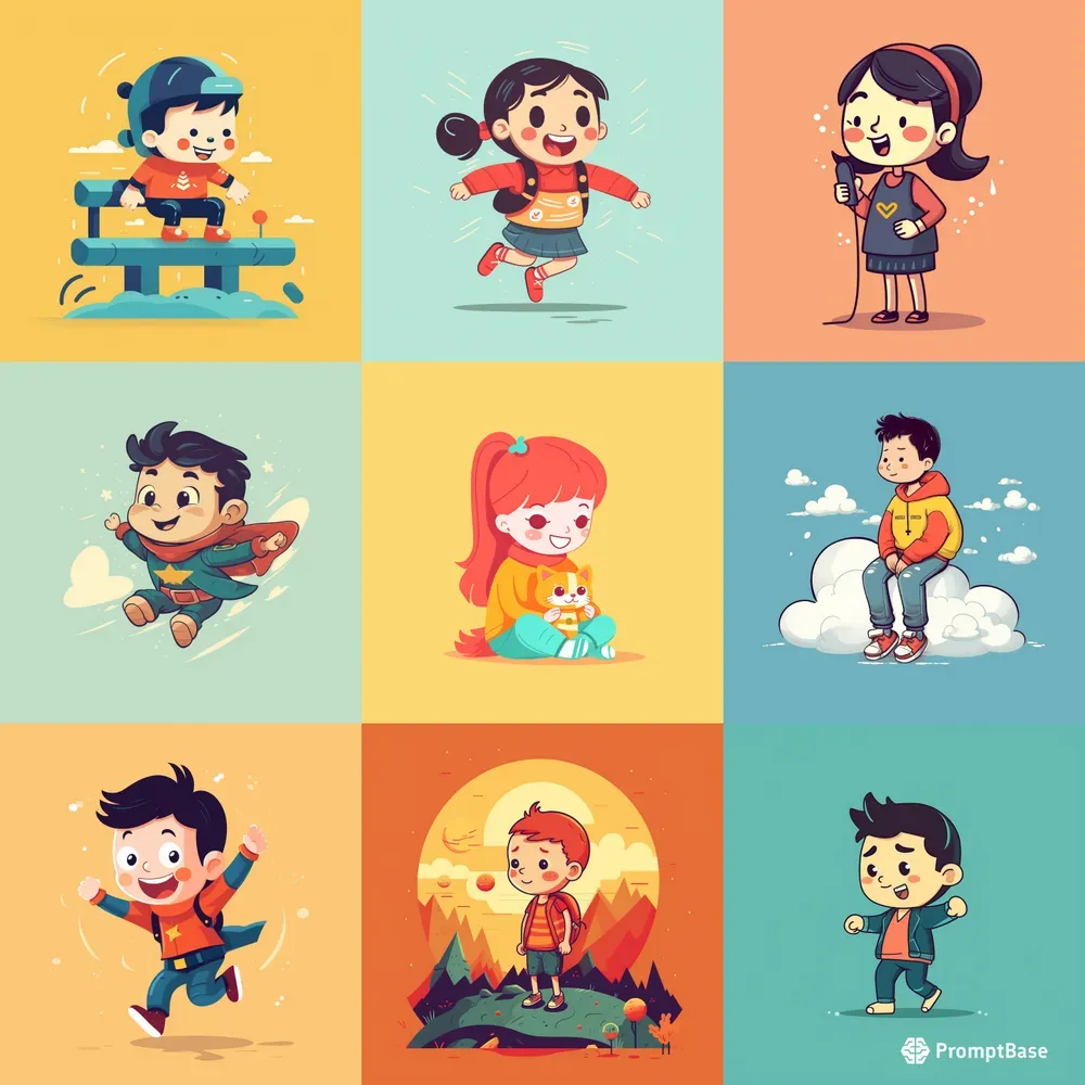 Flat Cartoon Illustrations For Children Midjourney Prompt | PromptBase
