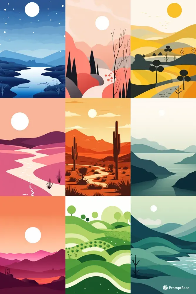 Graphic Landscape Posters Midjourney Prompt | PromptBase