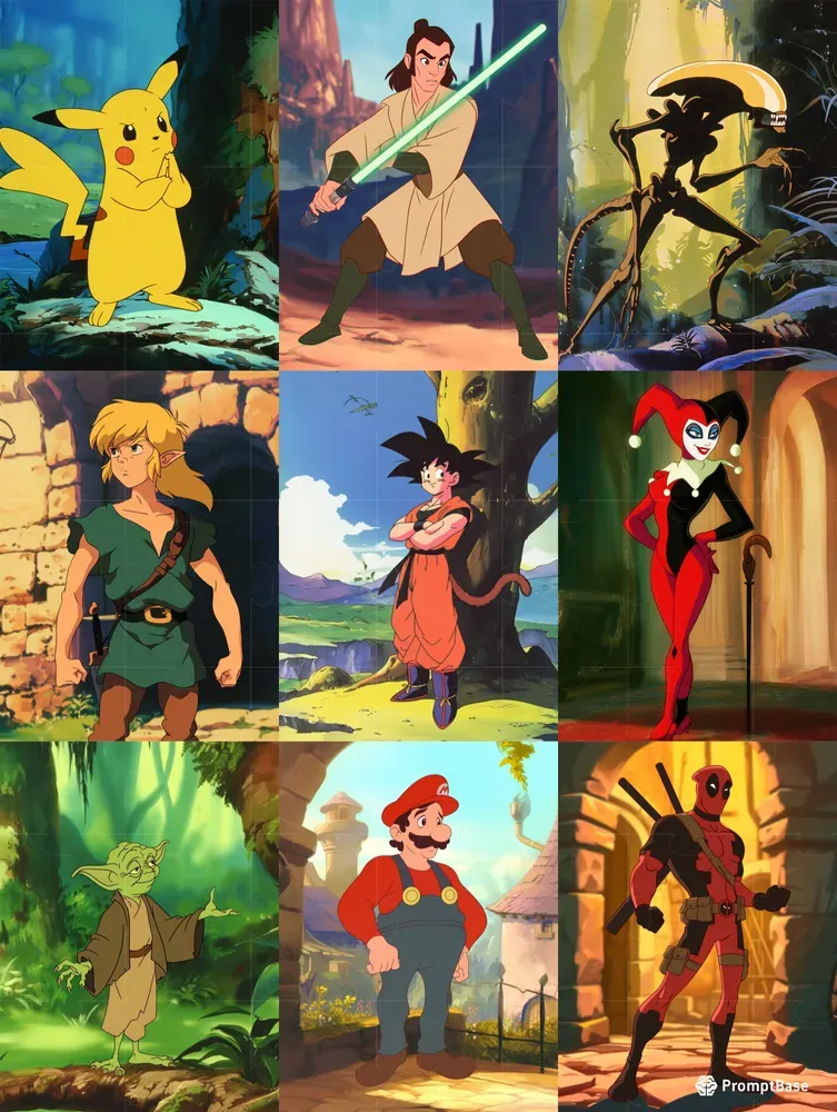 Disney Retro Ancient Animated Movies Midjourney Prompt | PromptBase