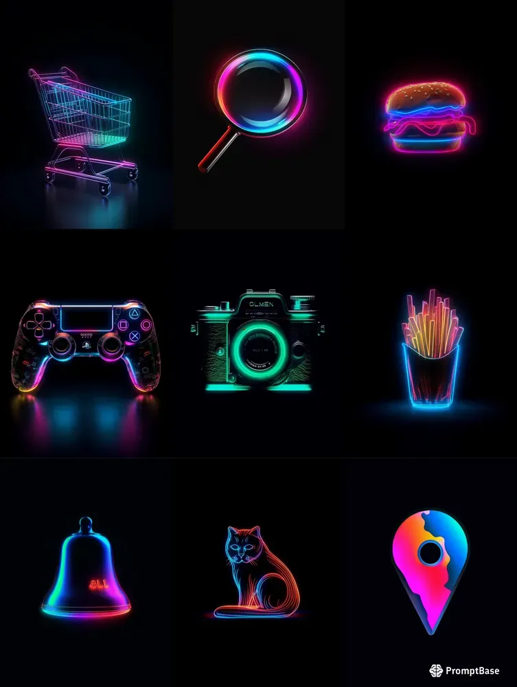 Neon Ui Ux Logos Midjourney Prompt | PromptBase